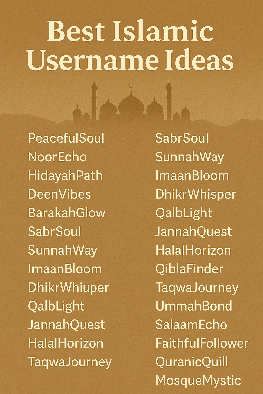 500+ Best Islamic Username Ideas 2025