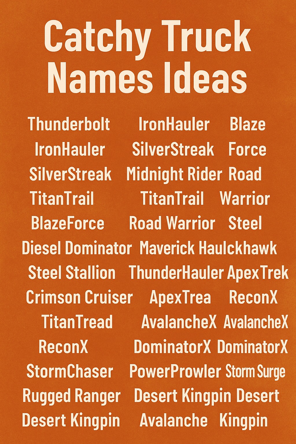 850+ Catchy Truck Names Ideas for Every Ride 2025
