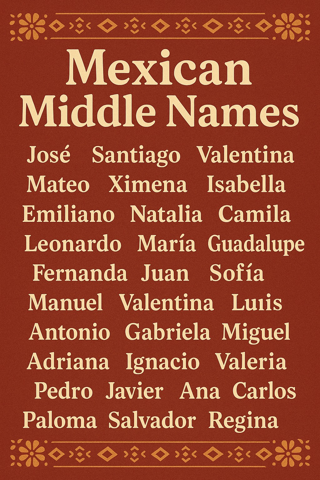 206+ Mexican Middle Names for Boys & Girls 2024