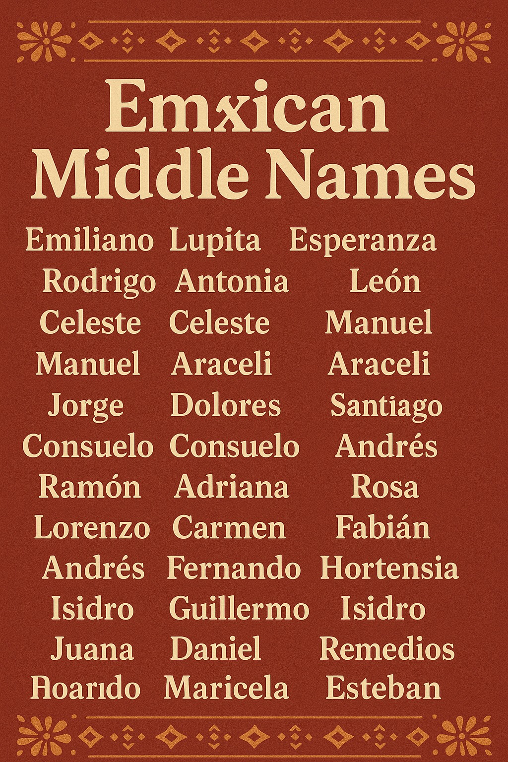 206+ Mexican Middle Names for Boys & Girls 2024