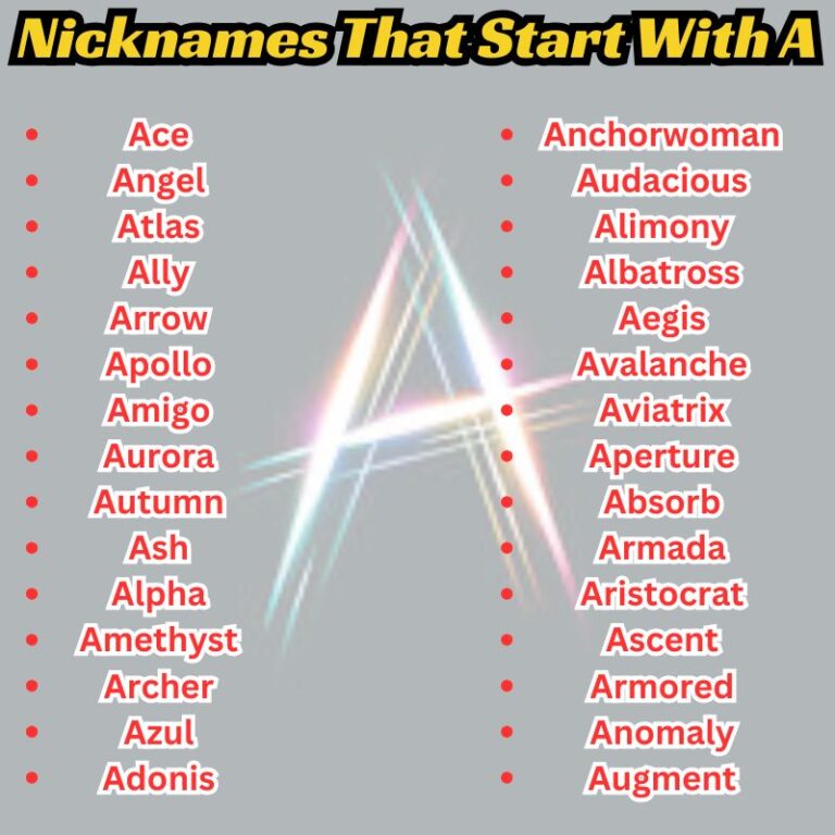 Nicknames That Start With A