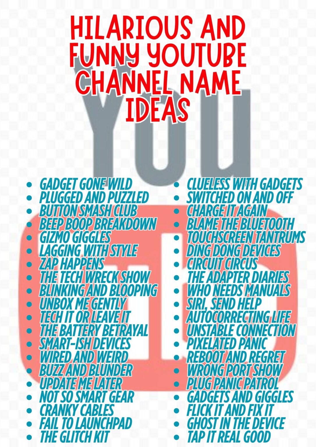 1700+ Hilarious and Funny YouTube Channel Names 2025
