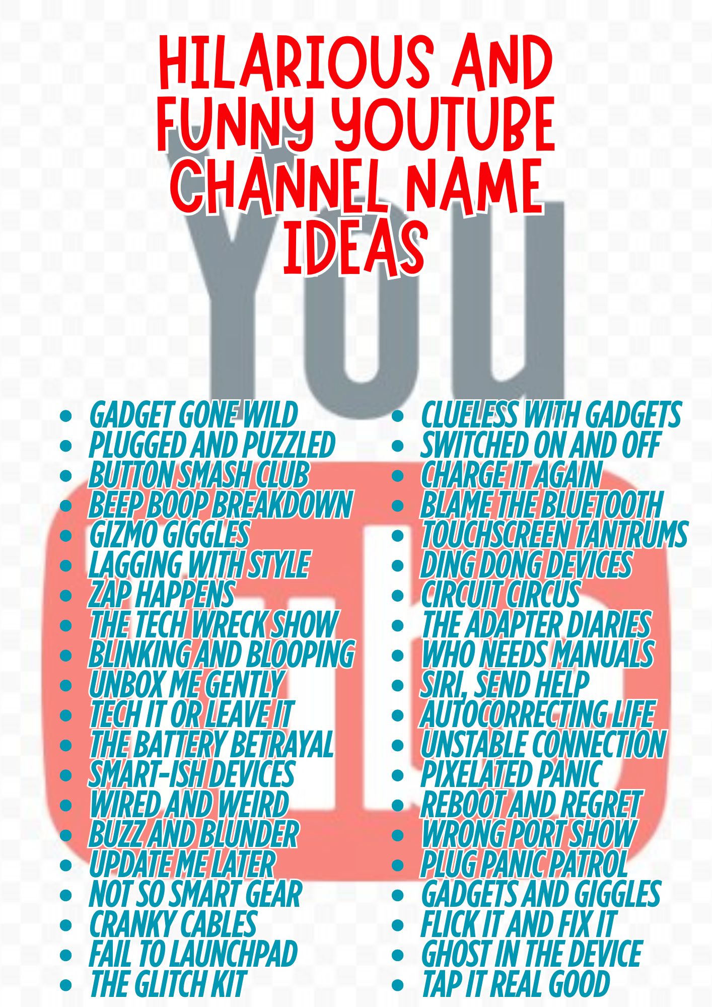 1700+ Hilarious and Funny YouTube Channel Names 2025